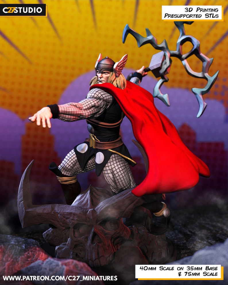 Thor lightning Version 40mm Scale Miniature Crisis - Etsy