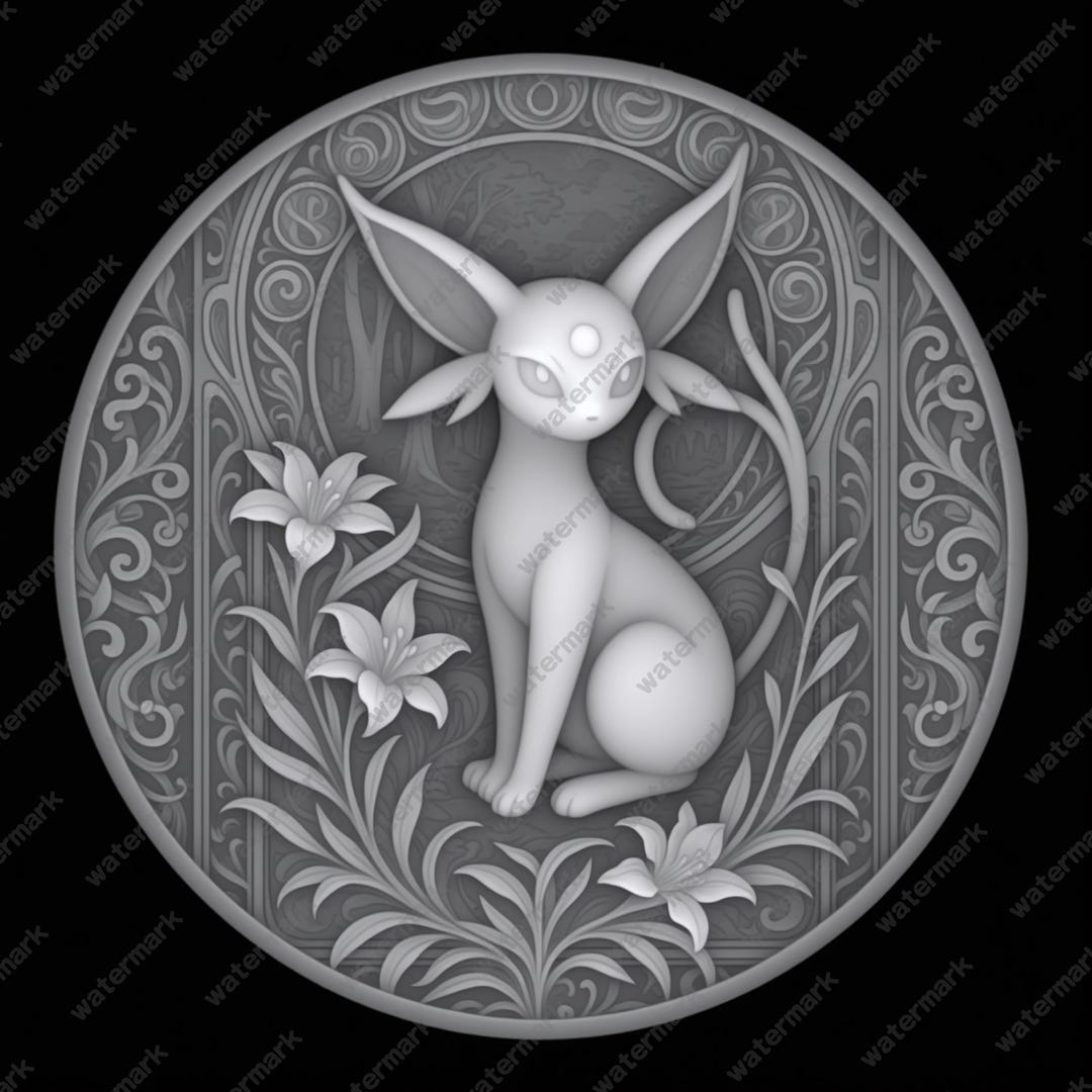 Espeon Depth Map: 3D Laser Engraving File (PNG Digital Download) - Etsy
