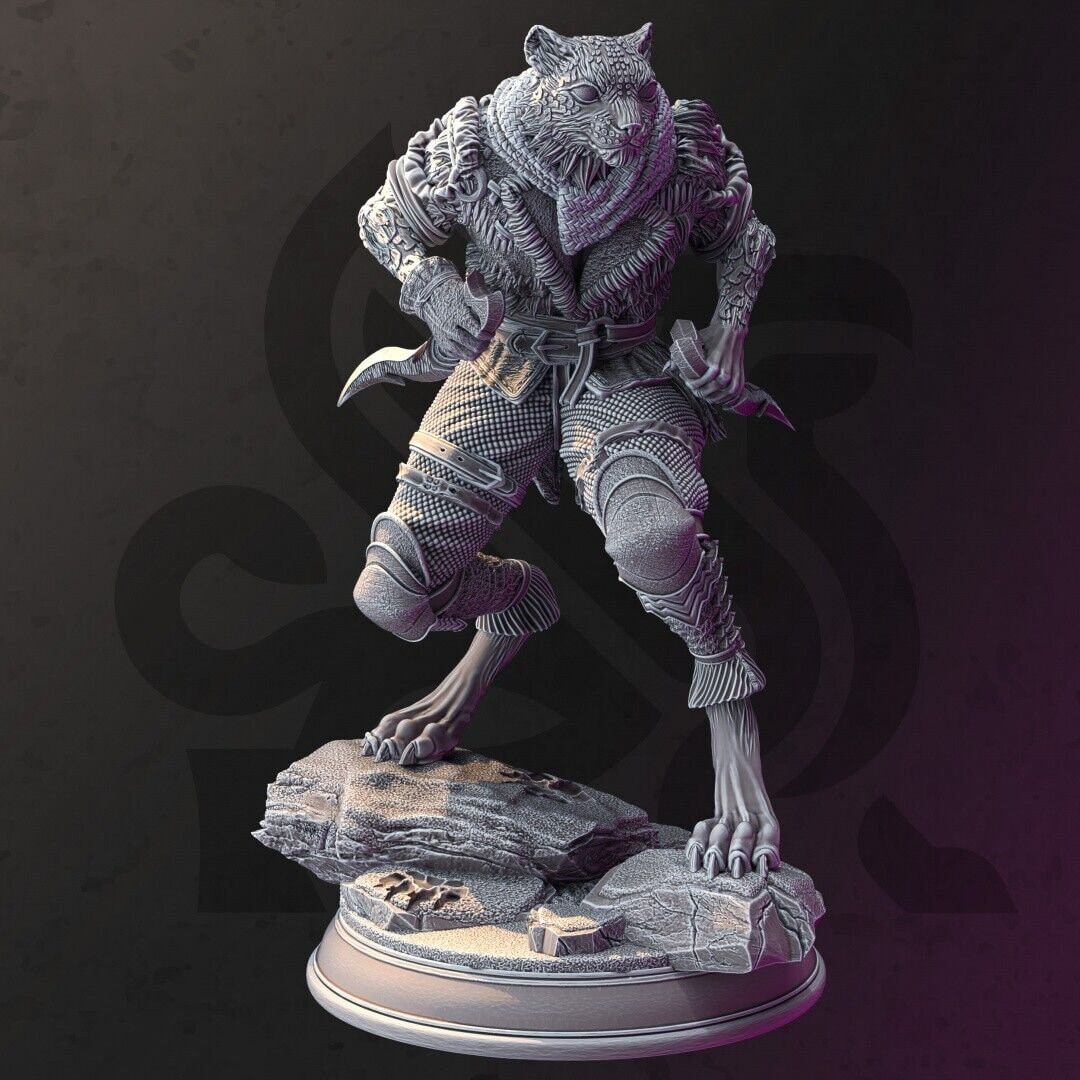 Tabaxi Snow Leopard Rogue Curatio Ounce DM Stash Dnd Fantasy Miniature ...