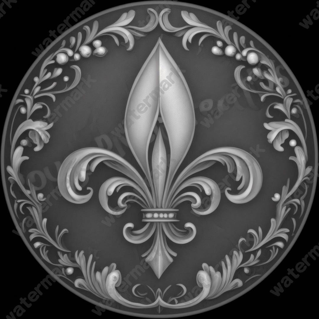 Fleur De Lis Depth Map: 3D Laser Engraving File (PNG Digital Download ...