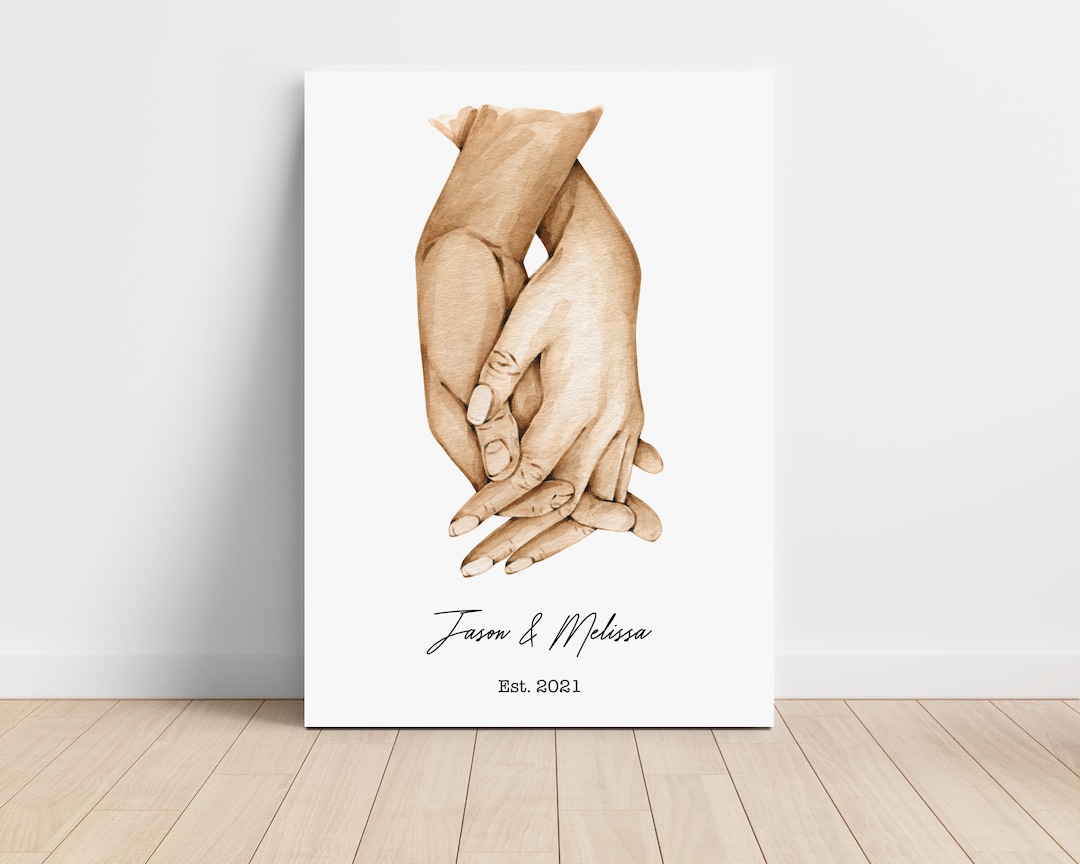 Couple Holding Hands Print, Personalized Couple Canvas, Custom Family ...