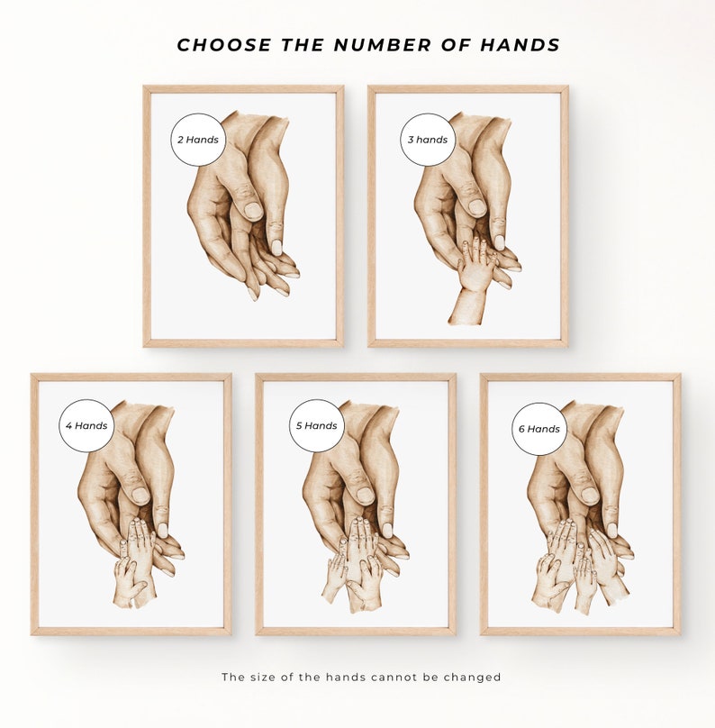 Personalized Family Hands Canvas, Family Holding Hands, Family Hands ...