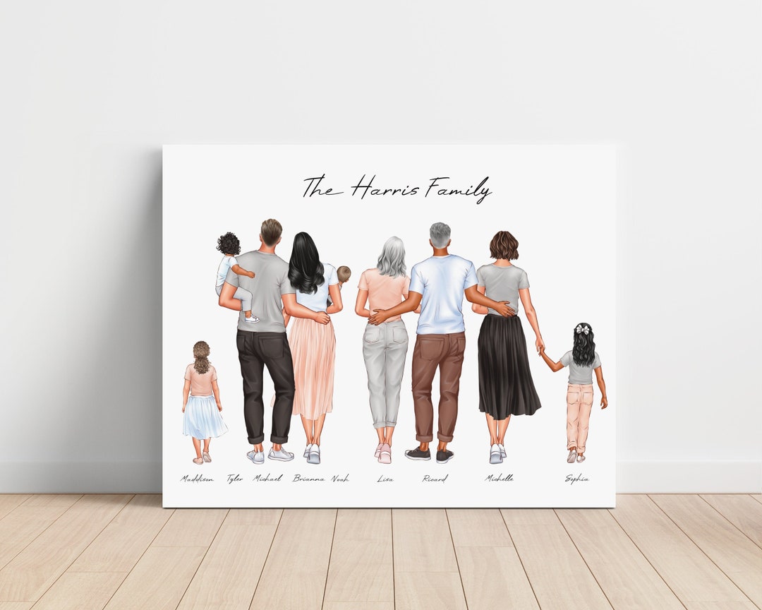 Personalized Family Canvas, Custom Family Print With Pet, New Home Gift ...