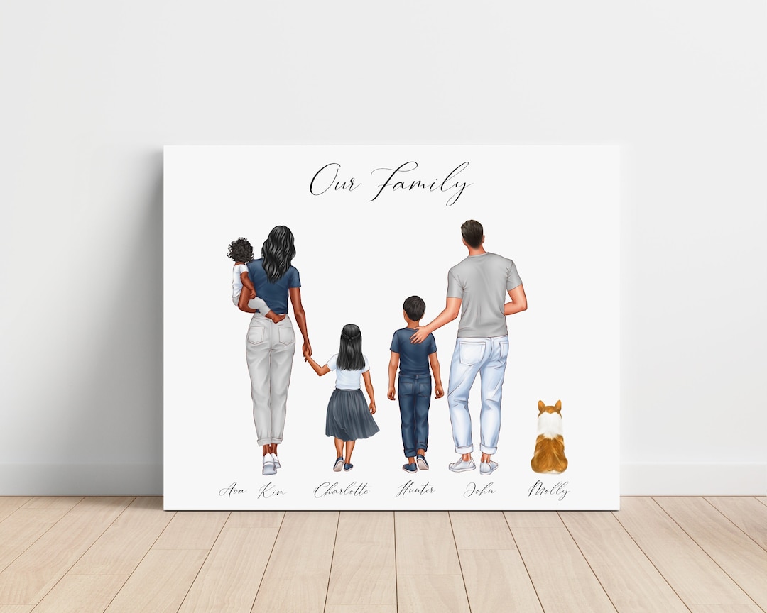 Personalized Family Canvas, Custom Family Print With Pet, New Home Gift ...