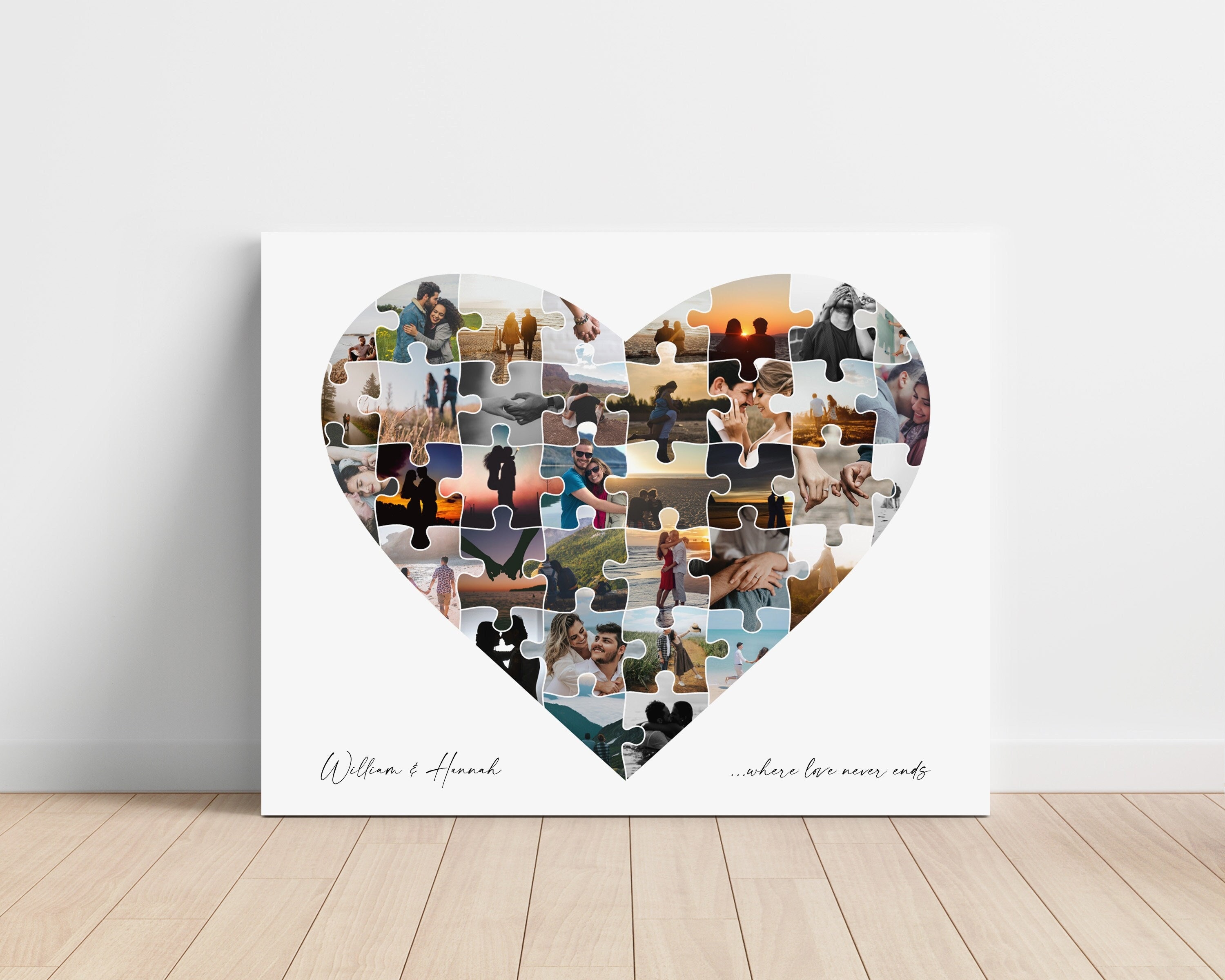 Heart Shape Collage Canvas, Anniversary Wall Art, Picture Frame ...