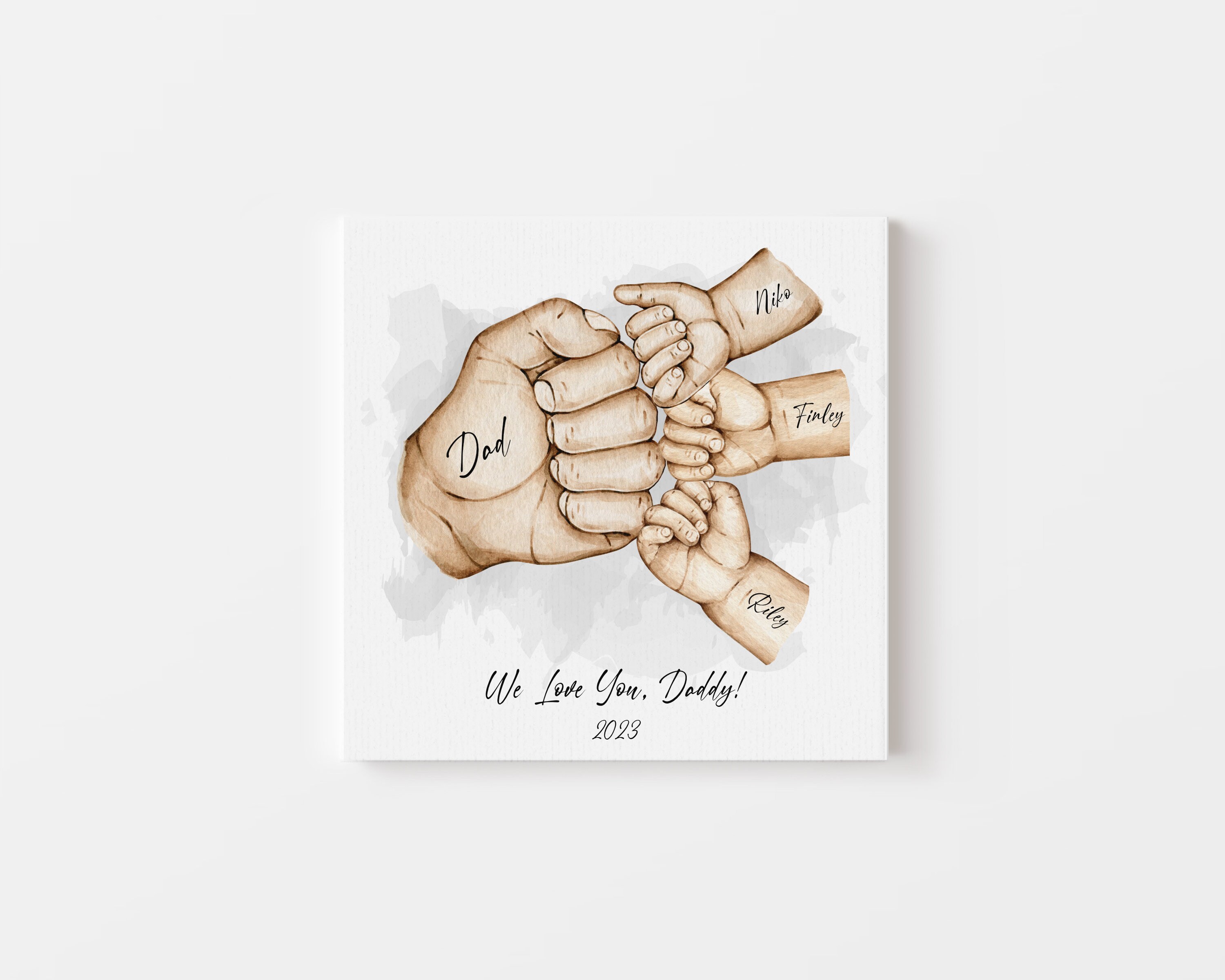 Personalized Dad and Kids Fist Bump Canvas, Father's Day Gift, Custom ...