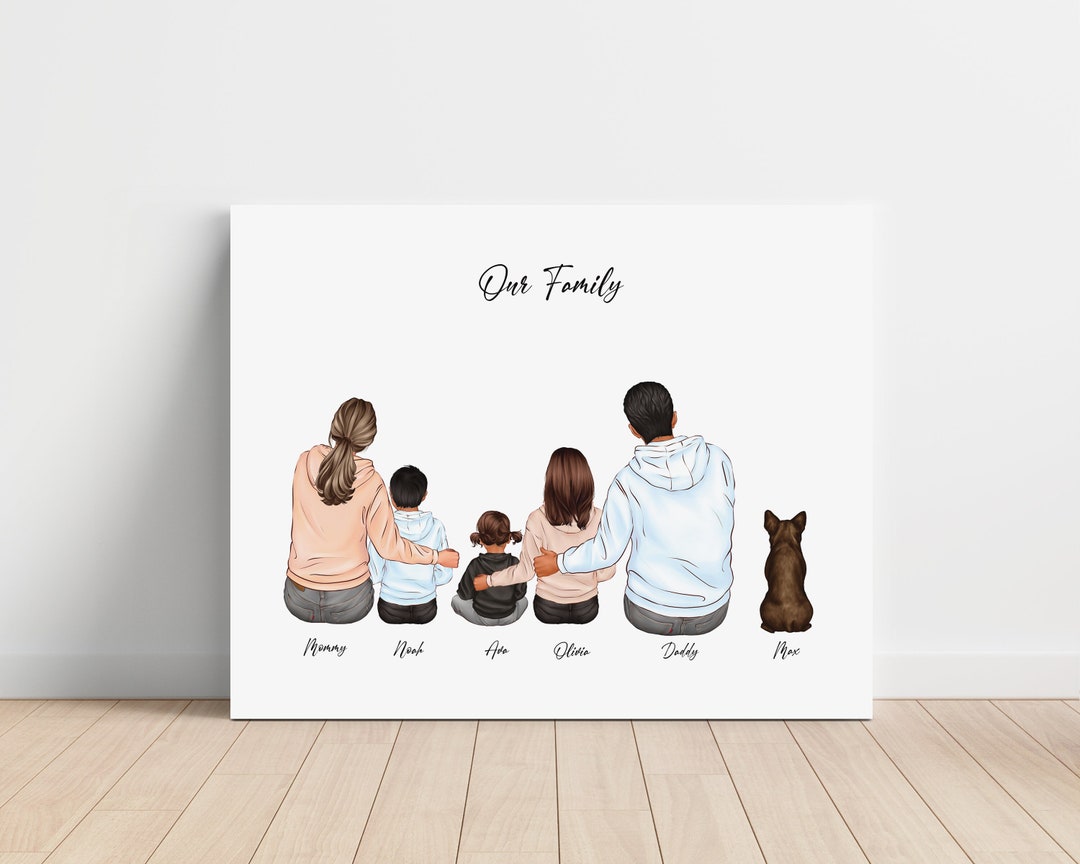 Custom Family Print With Pets, Personalized Family Portrait, New Home ...