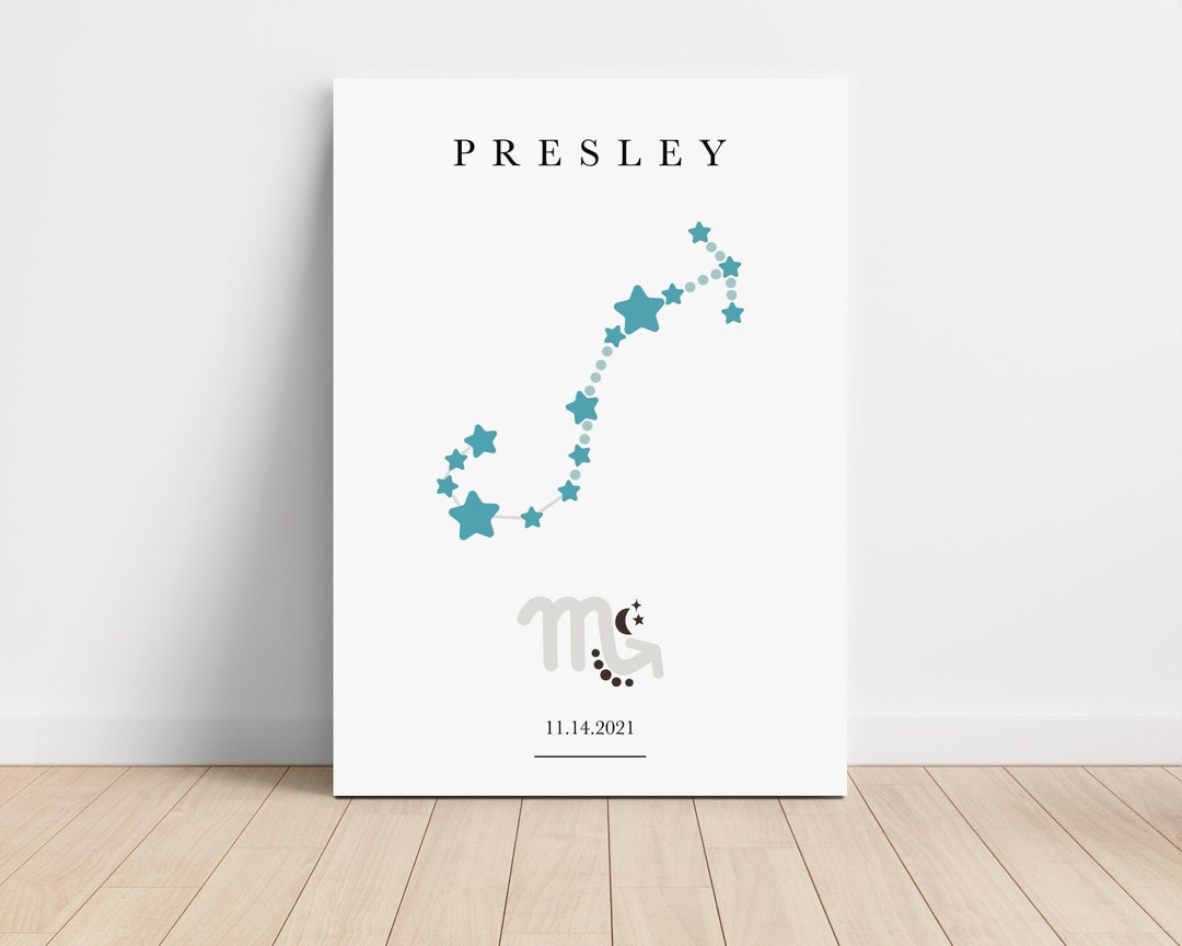 Personalized Scorpio Zodiac Canvas, Astrology Nursery Wall Art, Toddler ...