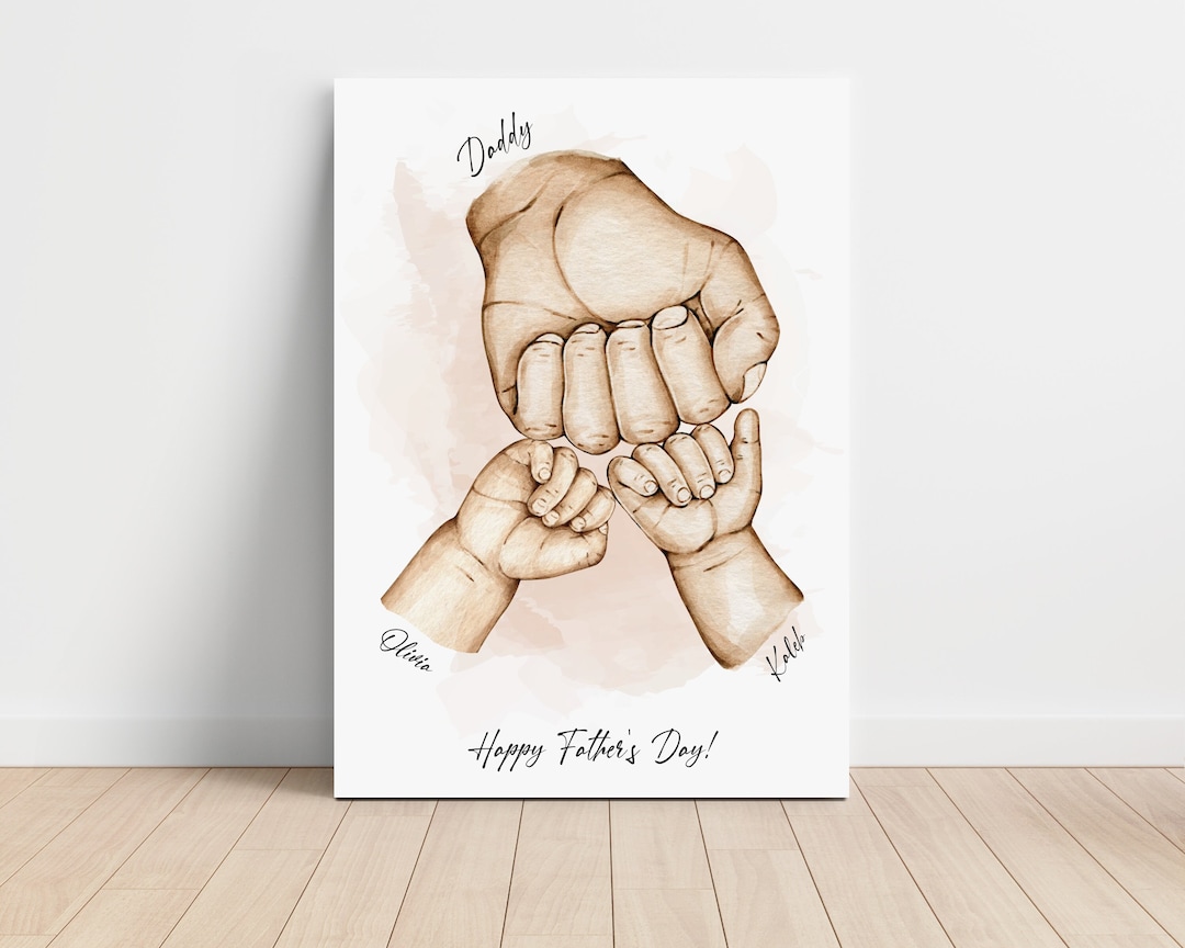 Personalized Dad and Kids Fist Bump Canvas, Father's Day Gift, Custom ...