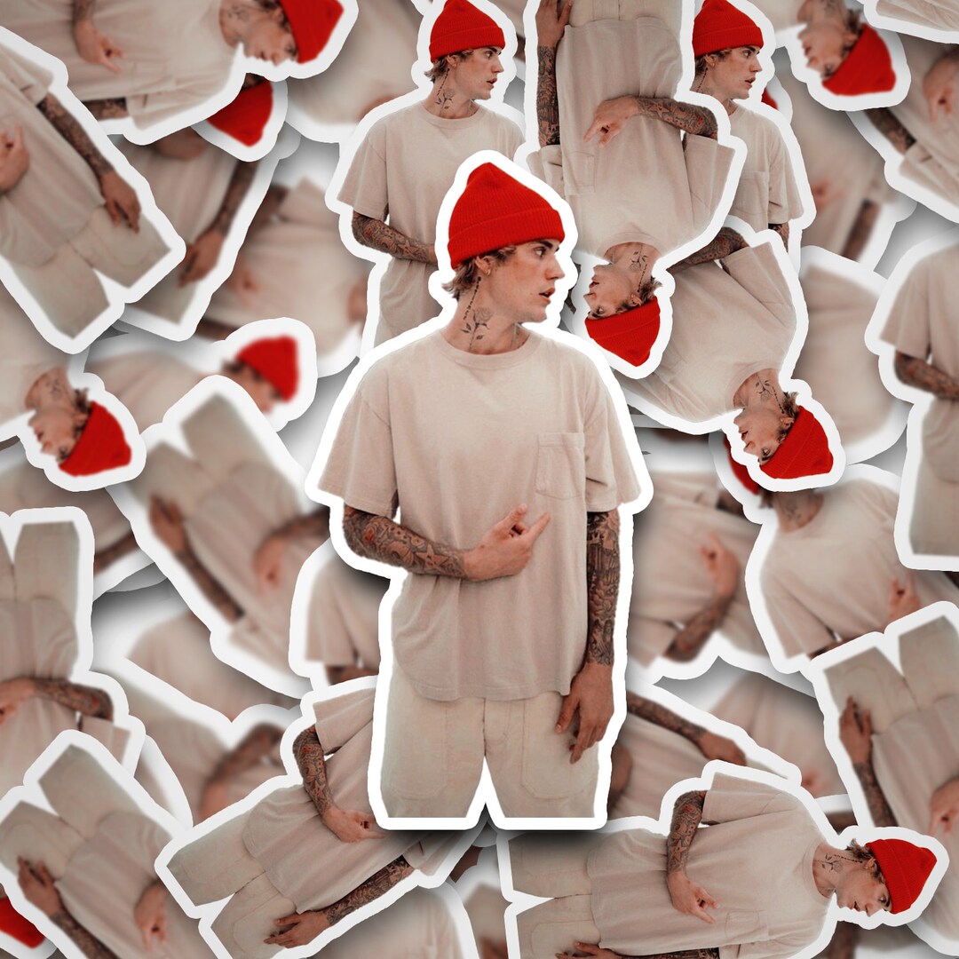 Justin Bieber Red Beanie Sticker | Justin Bieber Stickers | Justin ...