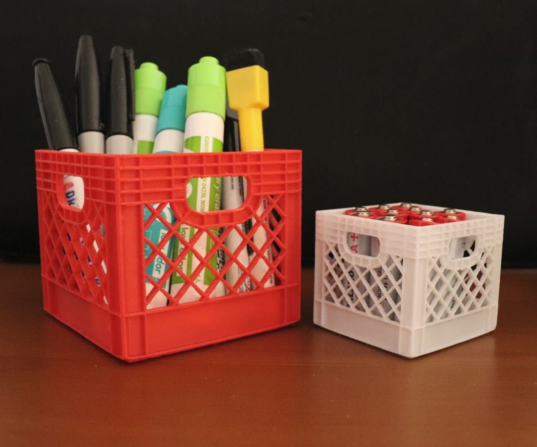 Mini Milk Crate Desk Organizer | 3D Printed Holder | Perfect for ...