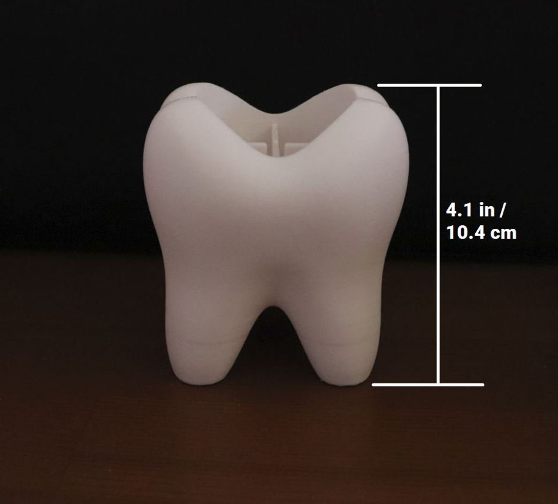 Tooth-shaped Toothbrush Holder | 3D Printed Holder | Holds up to 4 ...