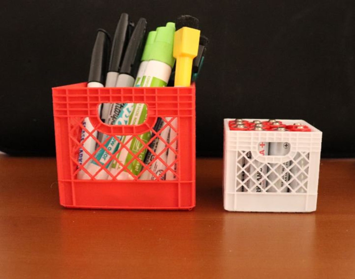 Mini Milk Crate Desk Organizer | 3D Printed Holder | Perfect for ...