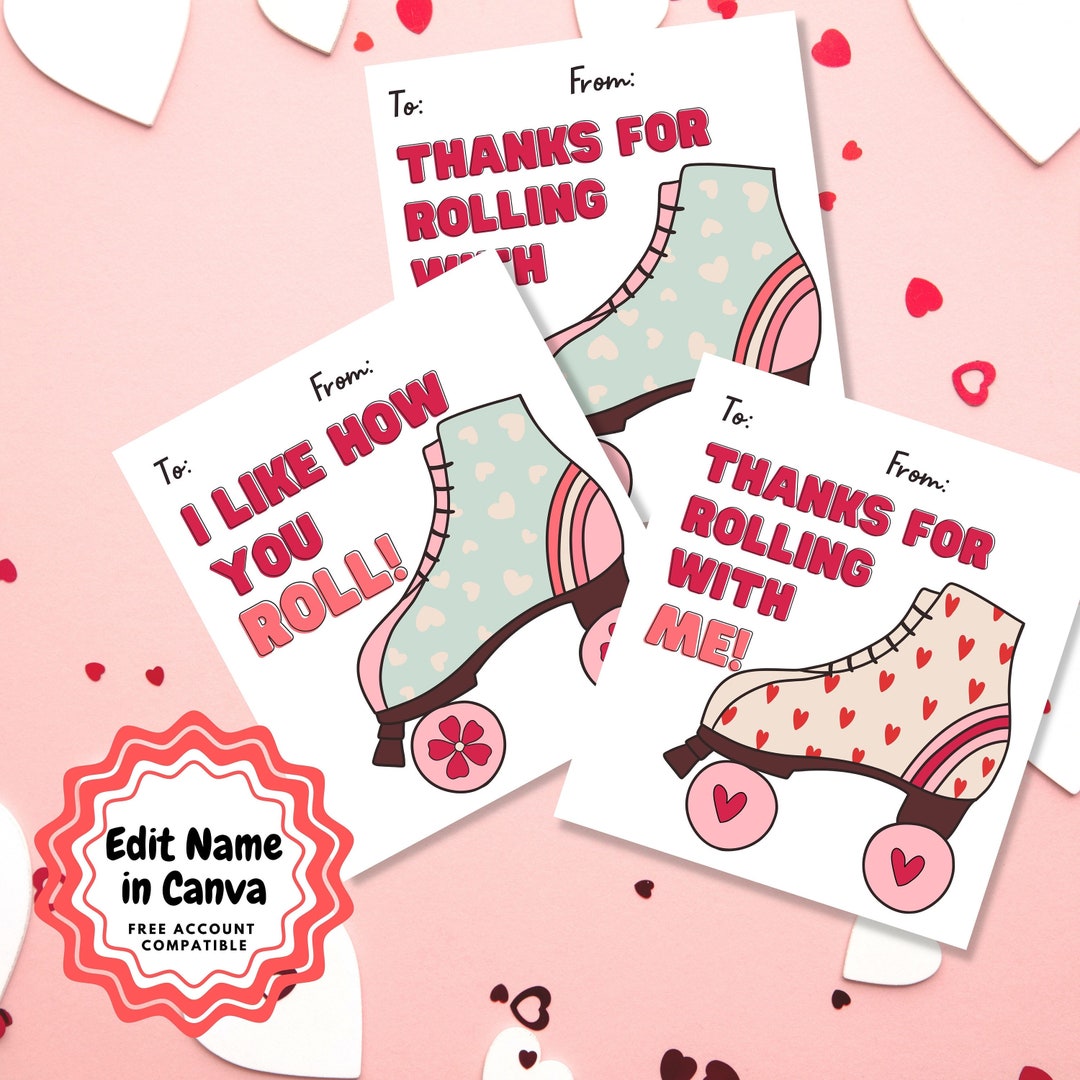 Roll With Me Valentine Tag Classroom Valentine's Day Gift Label ...