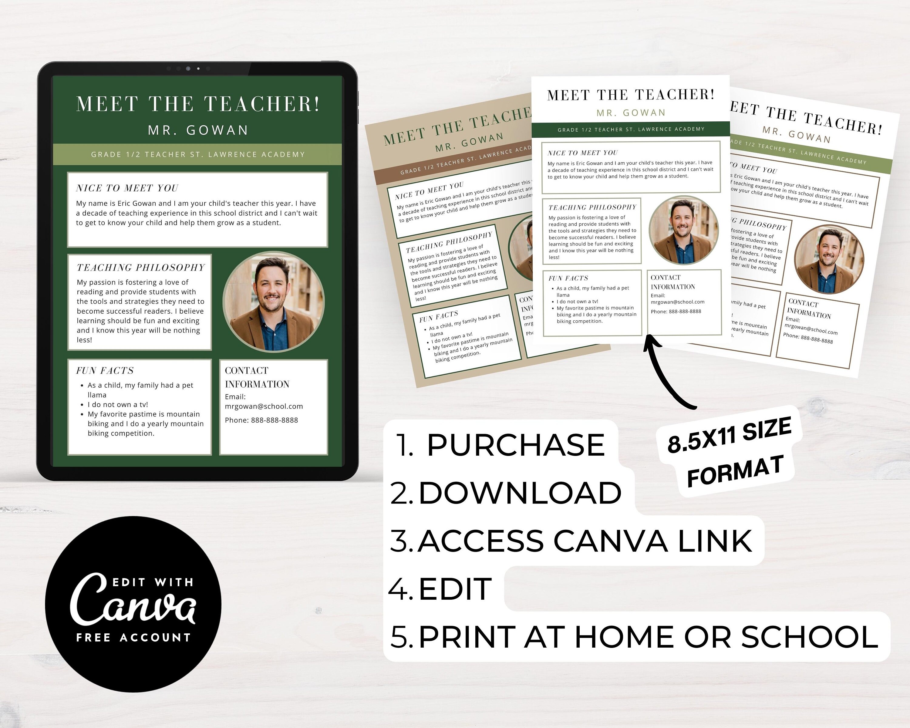 Earthy Classroom Theme | Professional Meet the Teacher | Editable ...
