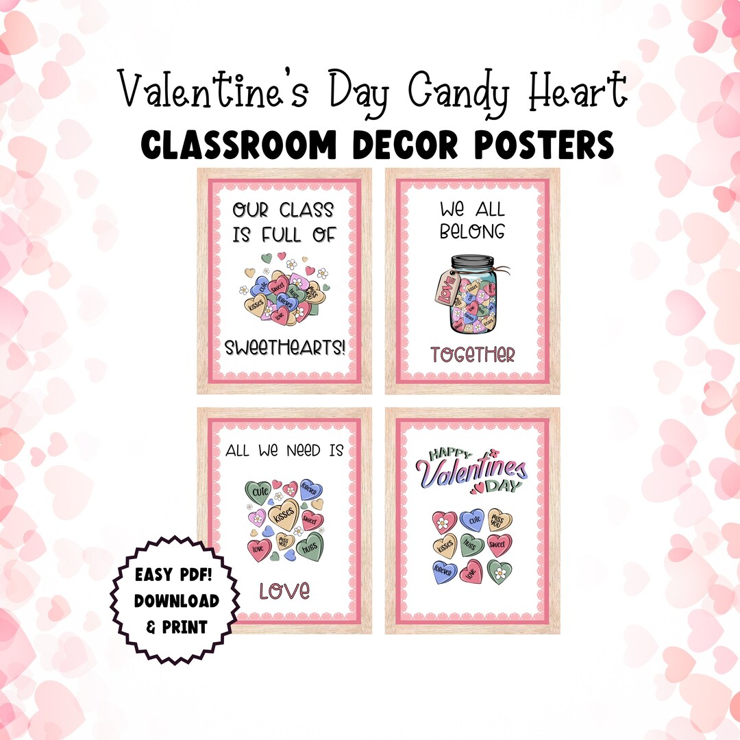 Conversation Heart Posters | Classroom Valentines Posters | Pretty ...