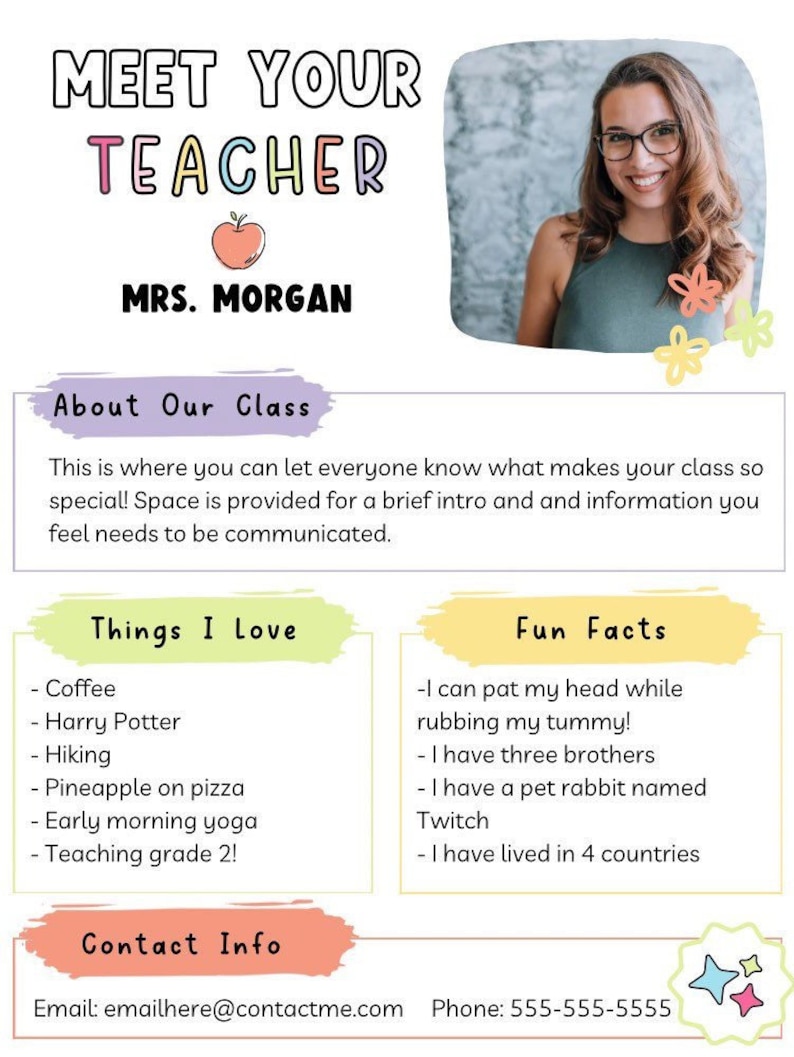 Meet the Teacher Editable Template Back to School Welcome - Etsy