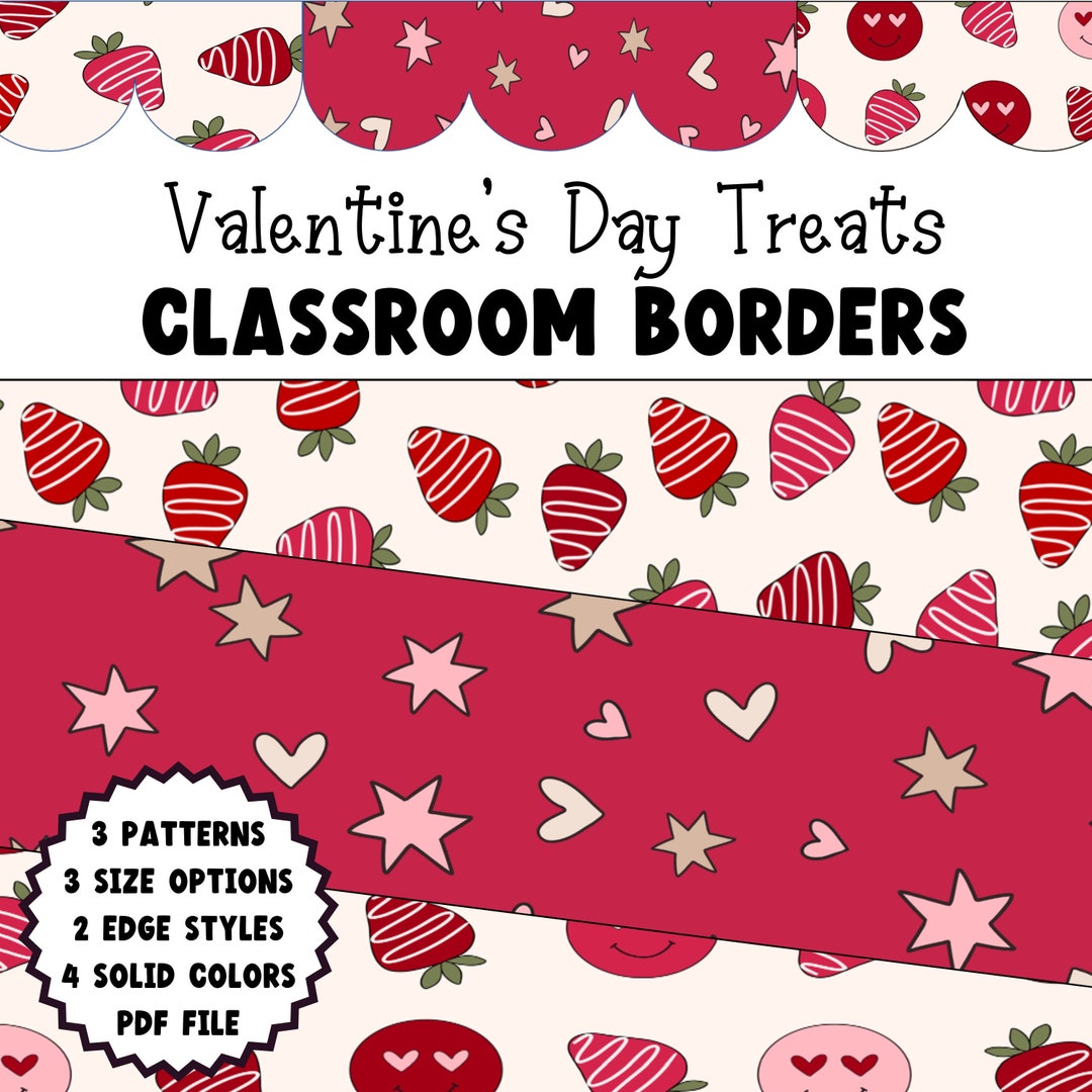 Valentines Class Decor | Fun Retro Borders | Valentines Day Bulletin ...