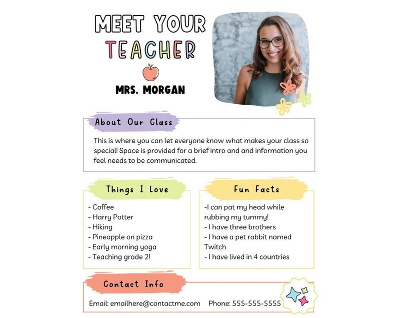Meet The Teacher Editable Template Back To School Welcome - Etsy México