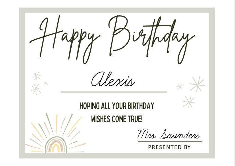 Farmhouse Happy Birthday Certificate, Happy Birthday Award, Certificate ...