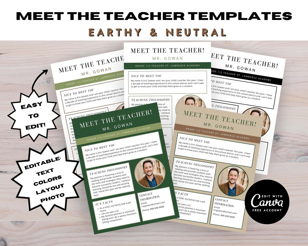 Earthy Classroom Theme | Professional Meet the Teacher | Editable ...