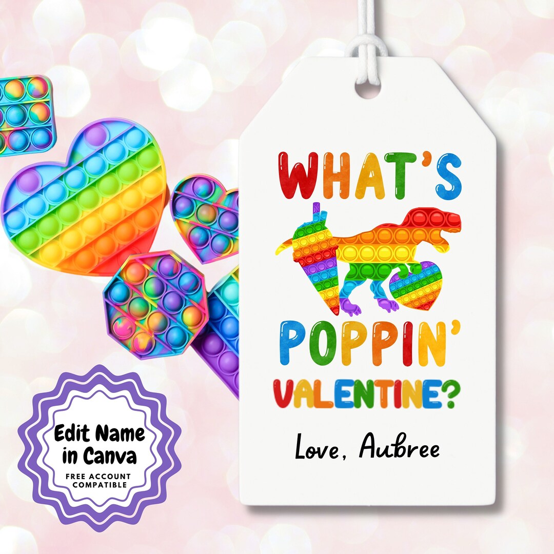 Valentines Pop It Tags, What's Poppin Valentine's Day Favors, Gender ...