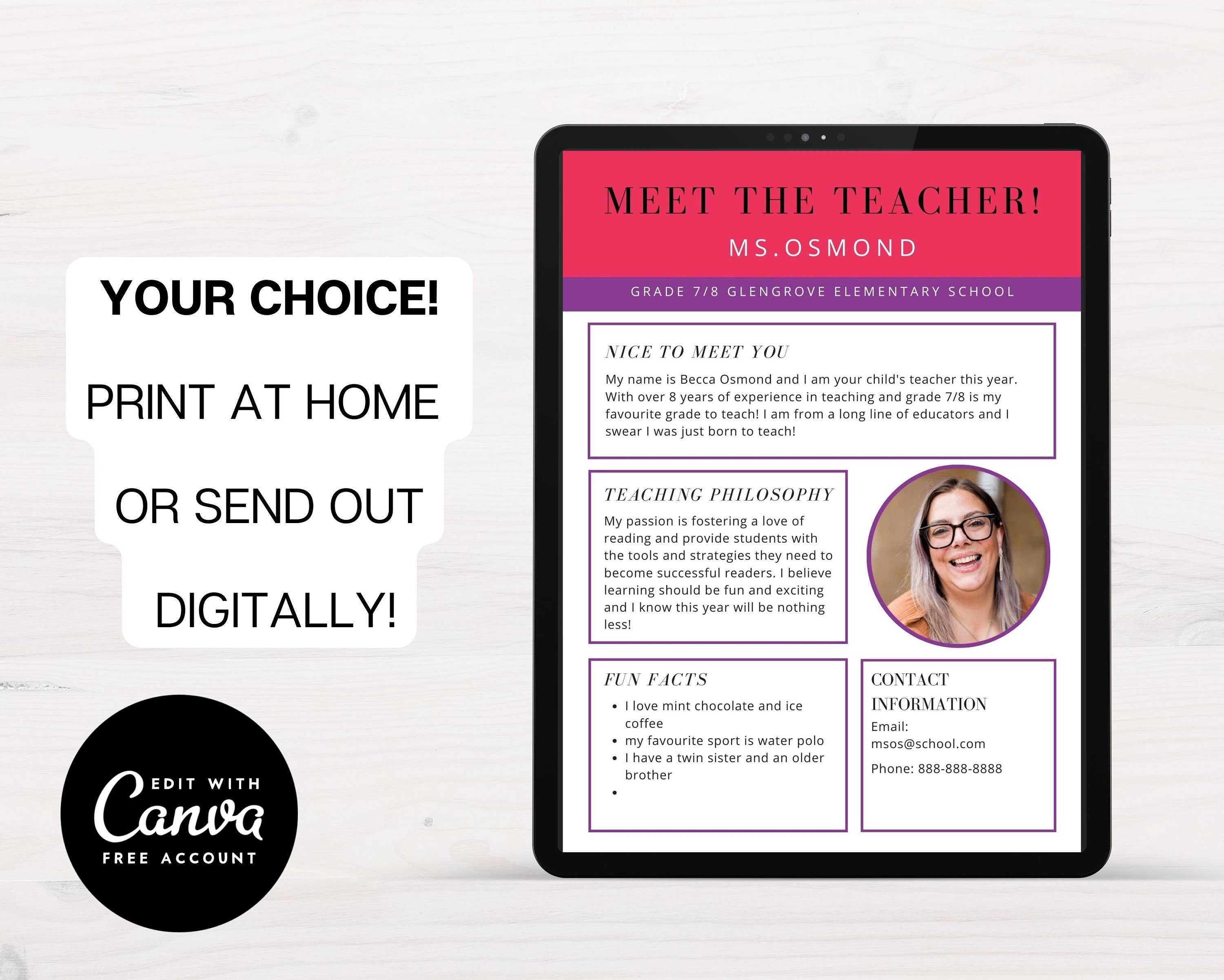 Colorful Classroom Theme Professional Cute Meet the Teacher Editable ...