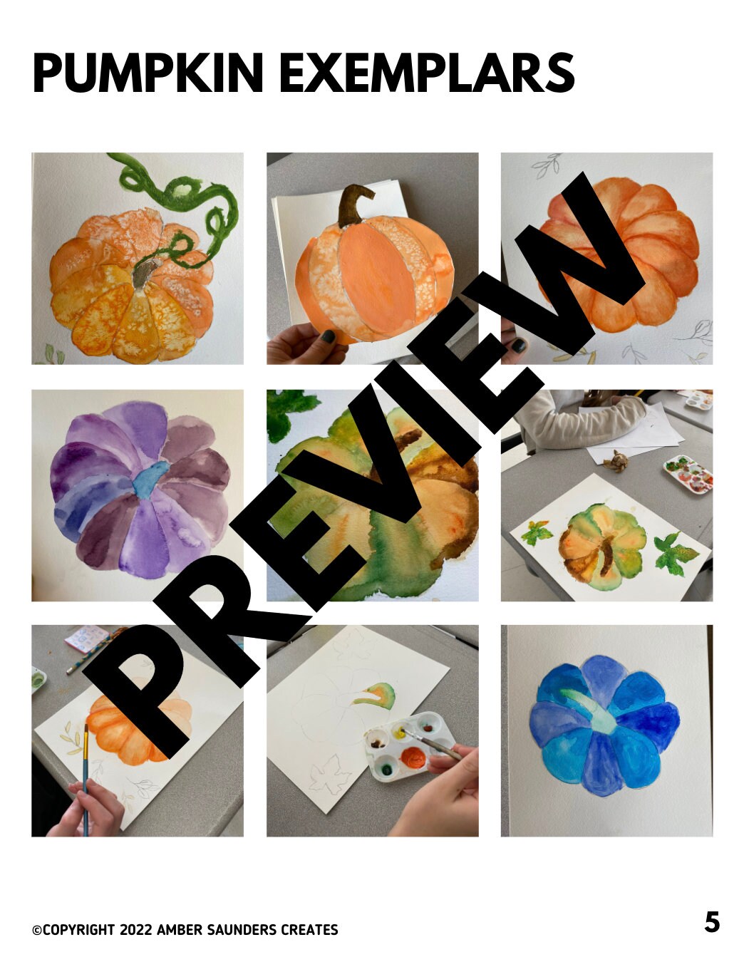 Pumpkin Watercolor Lesson Pumpkin Art Lesson Halloween Art Lesson Sub ...