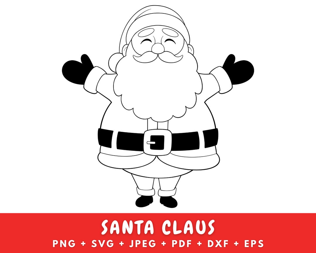 Cute Santa,santa Claus Svg,santa Color Page,christmas Cricut,cute ...