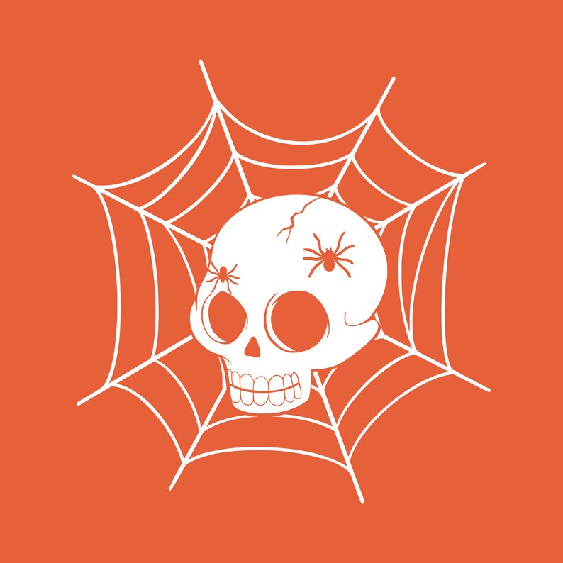 Cute Halloween Skull, Spider Web Halloween SVG, Halloween Printable ...