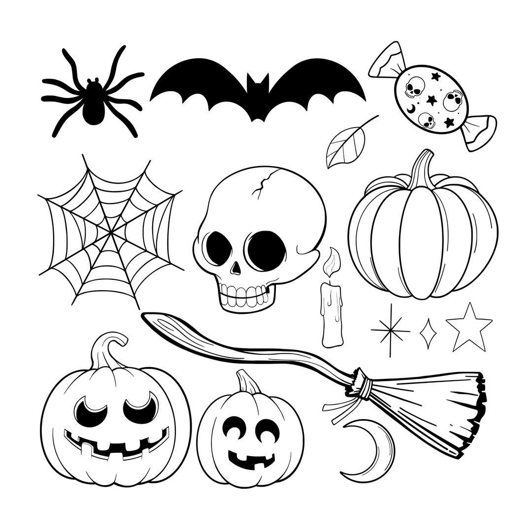 Cute Halloween Character Bundle,color Page,halloween Bundle Svg ...