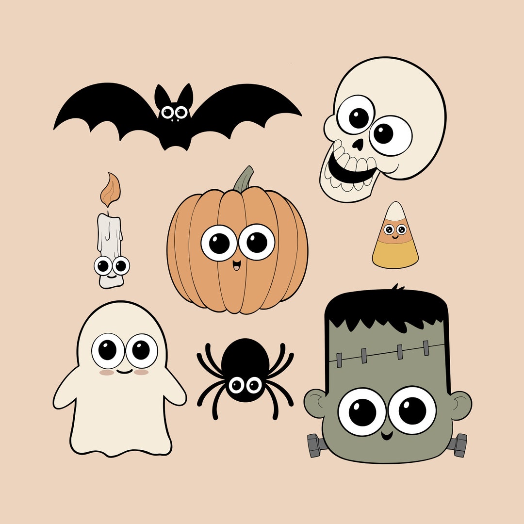 Cute Halloween Character Bundle, Cute Halloween SVG, Halloween Cut File ...