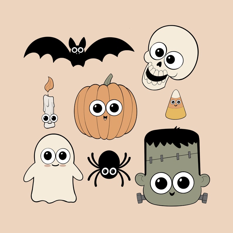 Cute Halloween Character Bundle, Cute Halloween SVG, Halloween Cut File ...