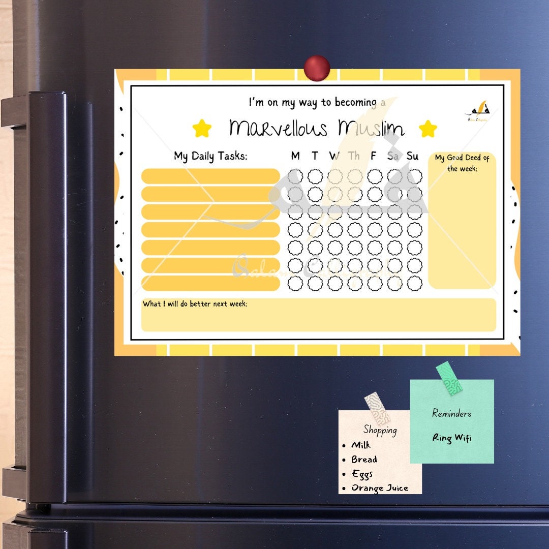 Islamic Weekly Tracking Chart for Children 6+ Printable | Routine ...
