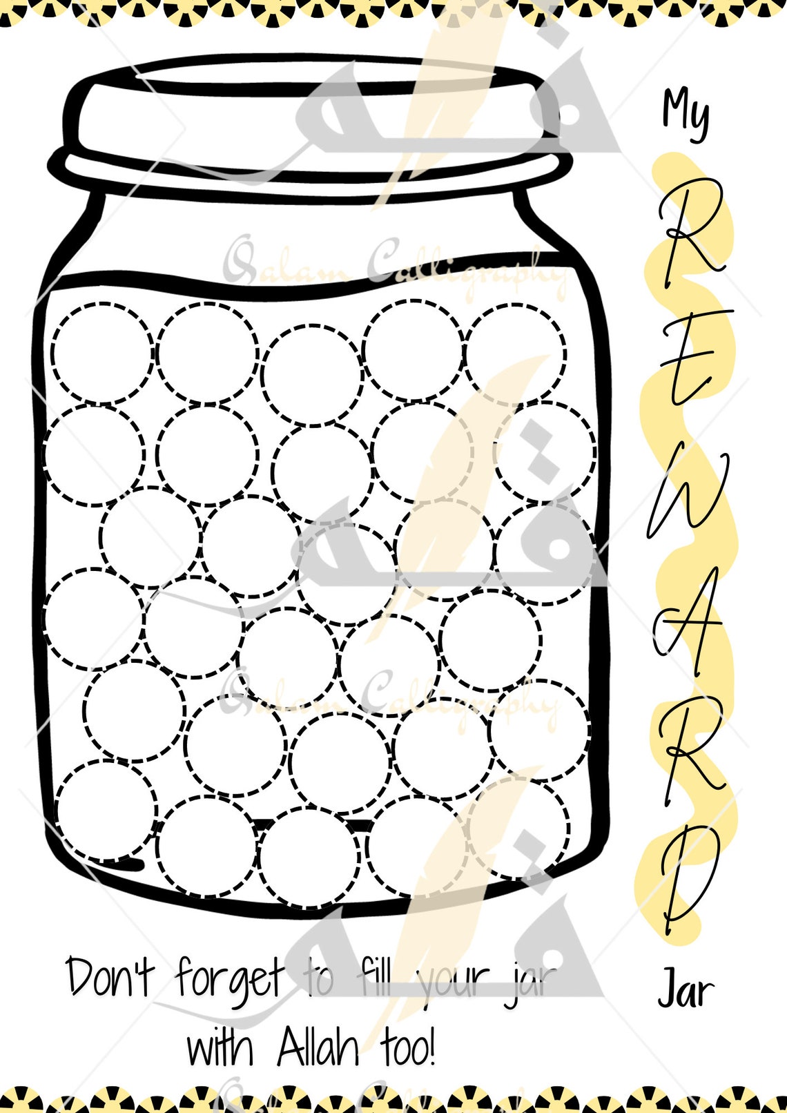 Reward Jar Printable Digital File PDF Tracker Chart - Etsy