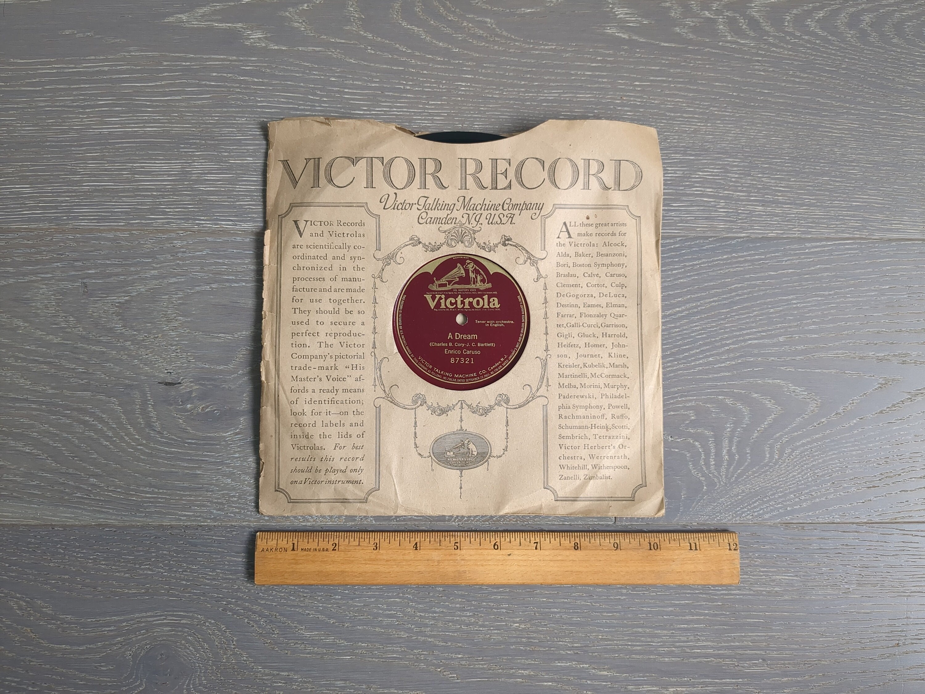 ORIGINAL PRE-1923 Victor Talking Machine Embossed 78 Rpm Victrola One ...