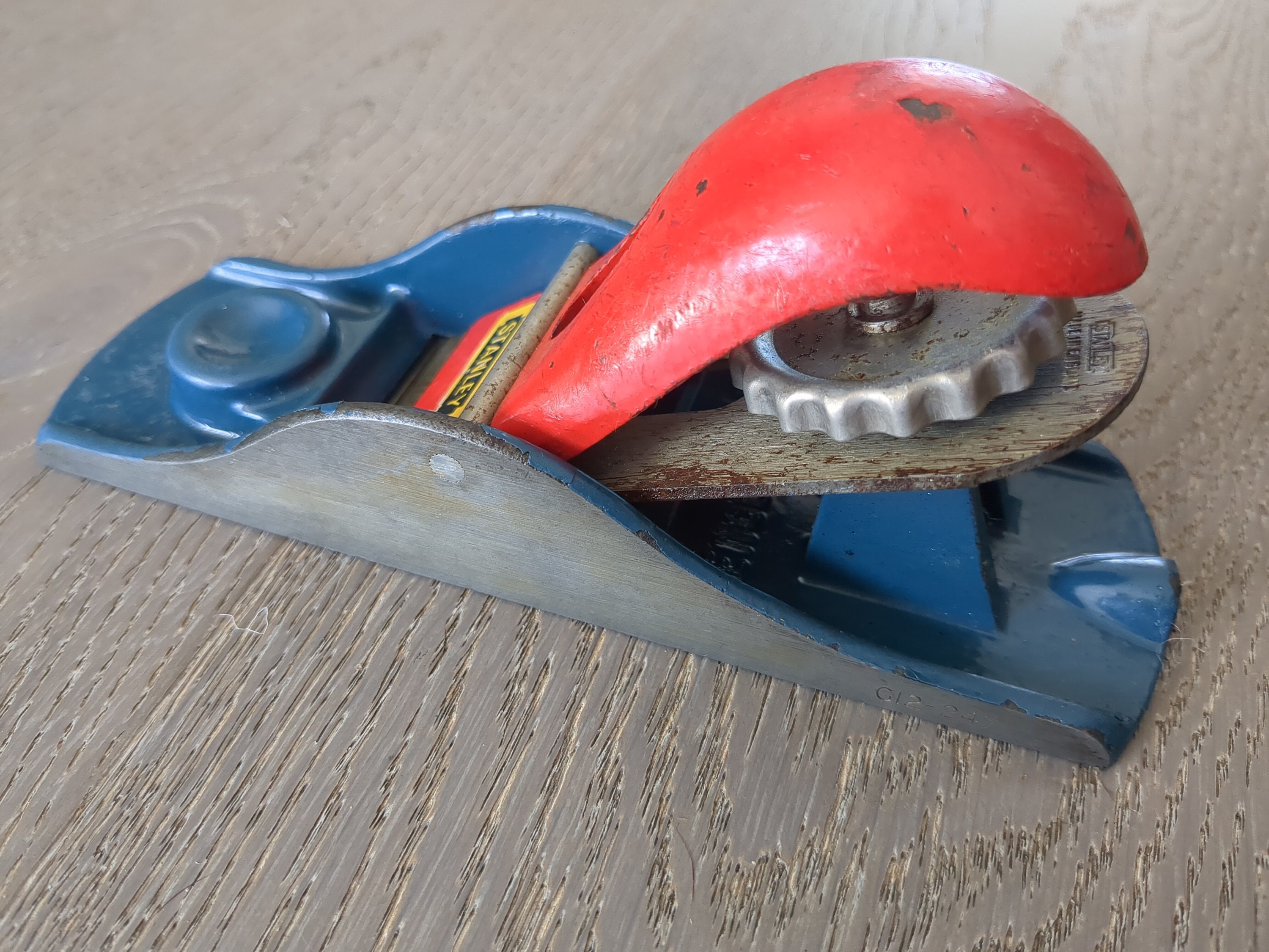 Vintage STANLEY Blue and Red Hand Plane. Collectible Woodworking Wood ...