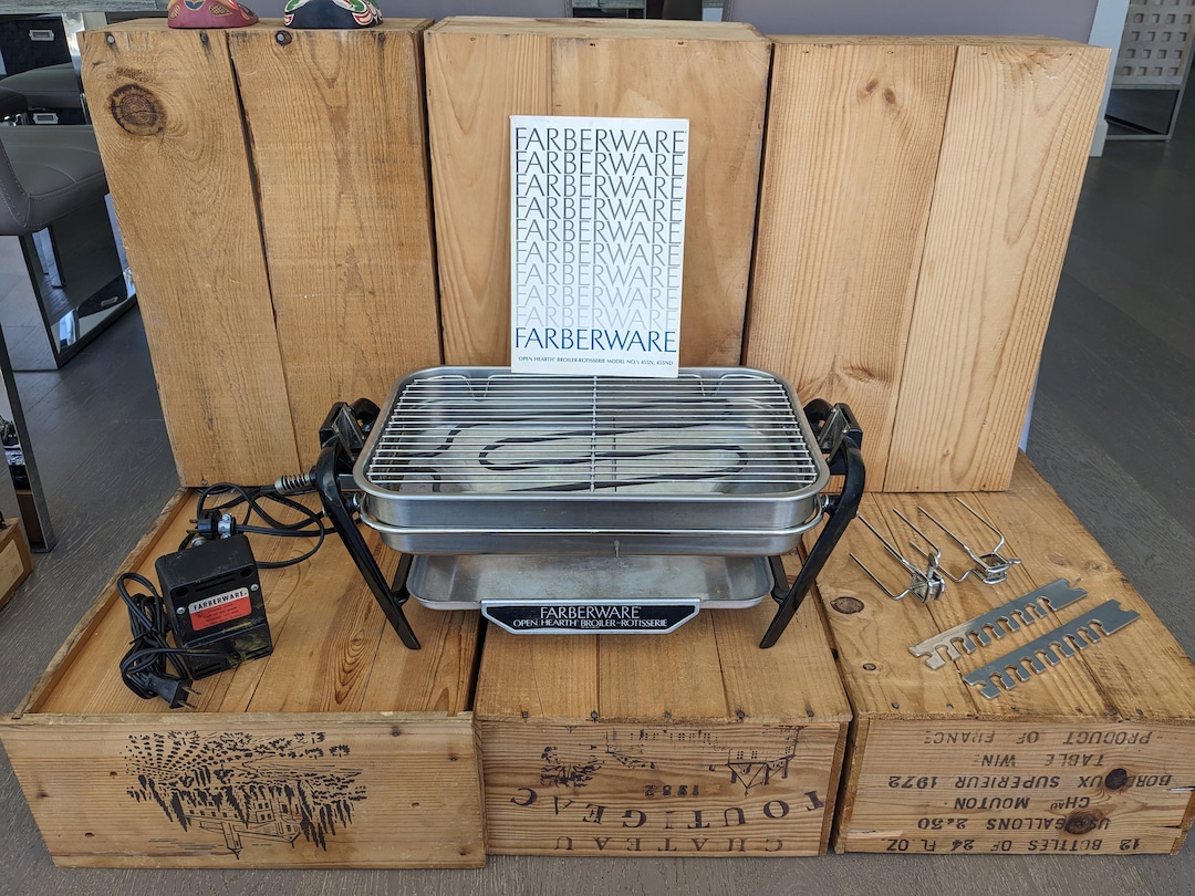 FARBERWARE Open Hearth Tabletop Electric Grill Broiler Rotisserie ...