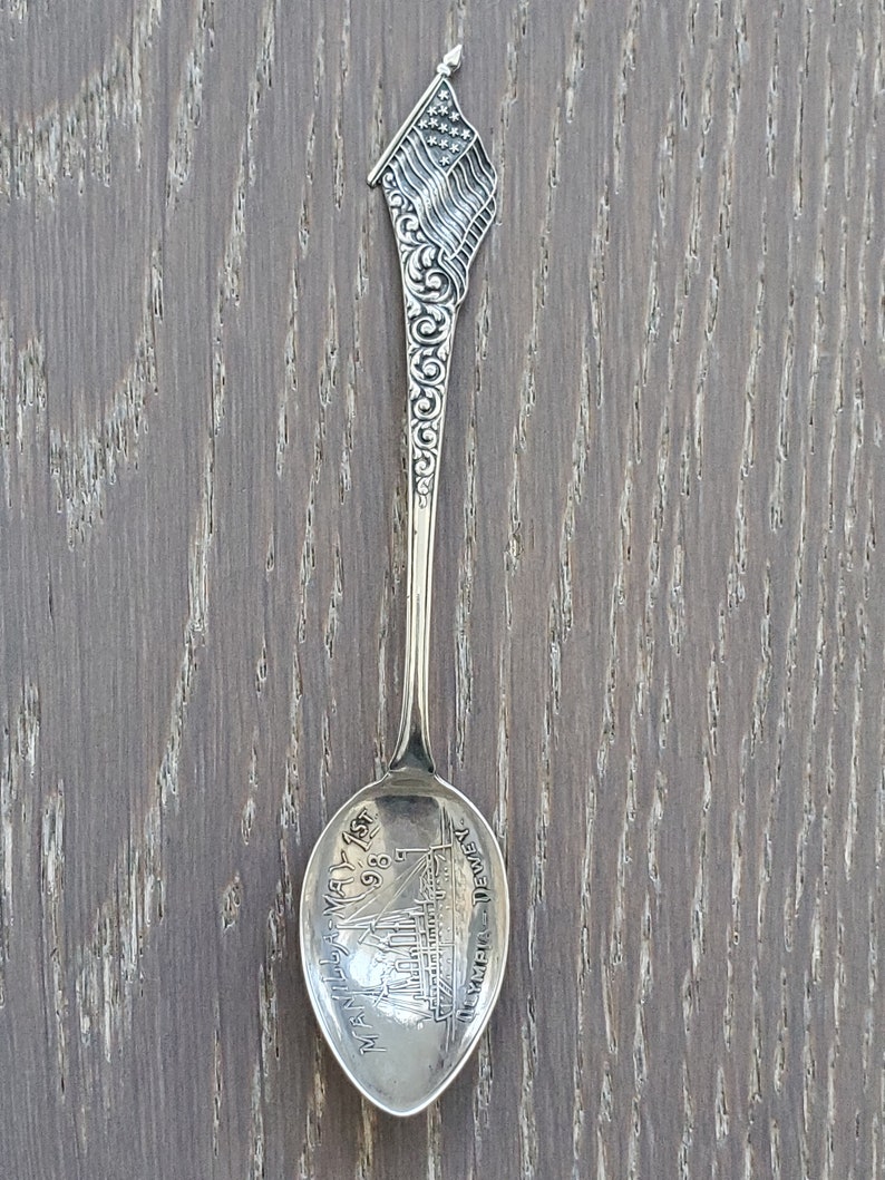 RARE Battle of Manila Bay Sterling Souvenir Spoon. Commodore George ...