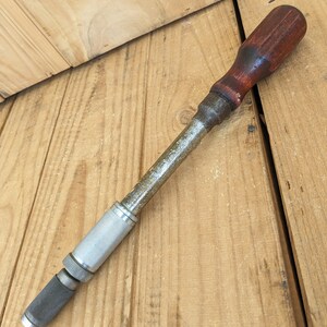 Hand Push Drill Ratcheting Spiral Screwdriver Maroon Wood Handle ...