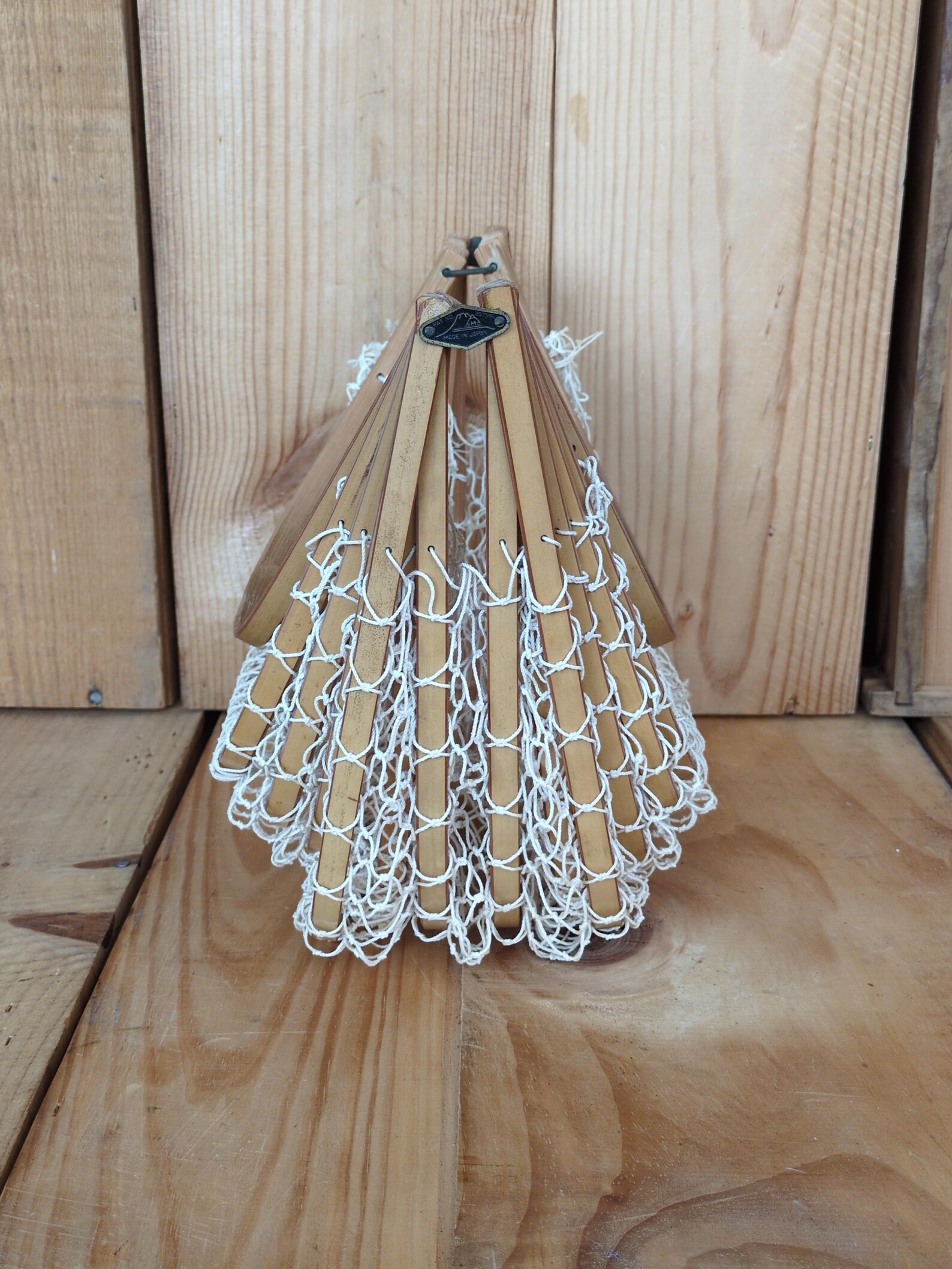 Vintage Japanese Collapsible Fishing Net Bamboo Basket Handbag. Retro ...
