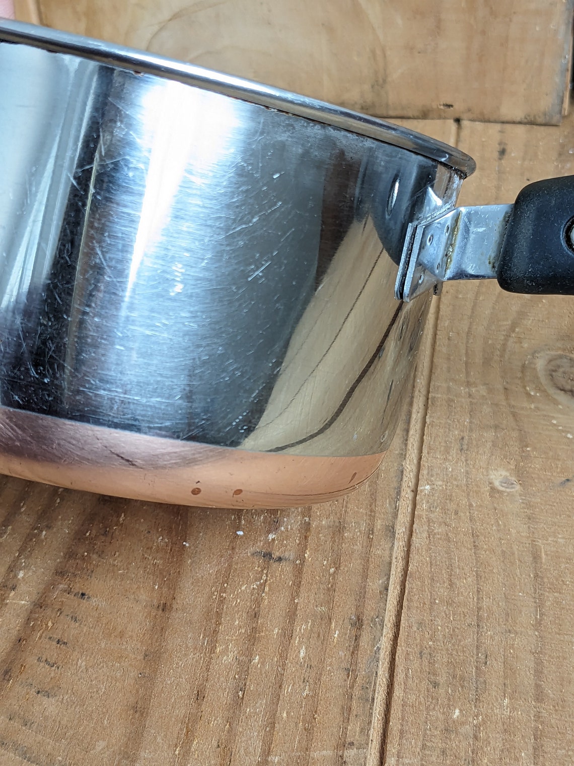 Vintage Pre-1968 Revere Ware 1801 Copper Bottom 1.5 Qt Stainless Steel Pot Made in Clinton ...