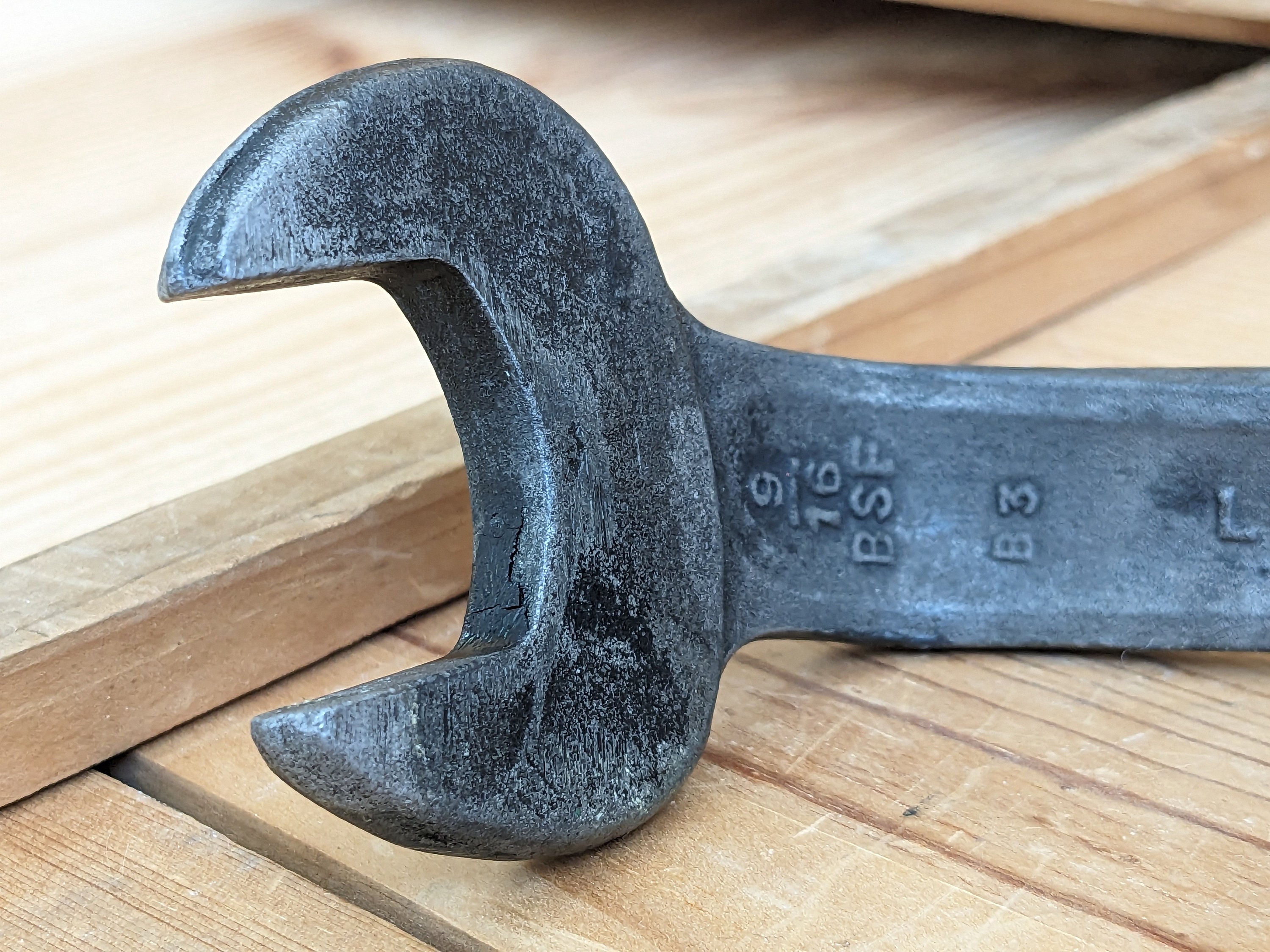 LISTER England B3 Open Ended Crow Foot Spanner Wrench 9/16 BSF and 11/ ...
