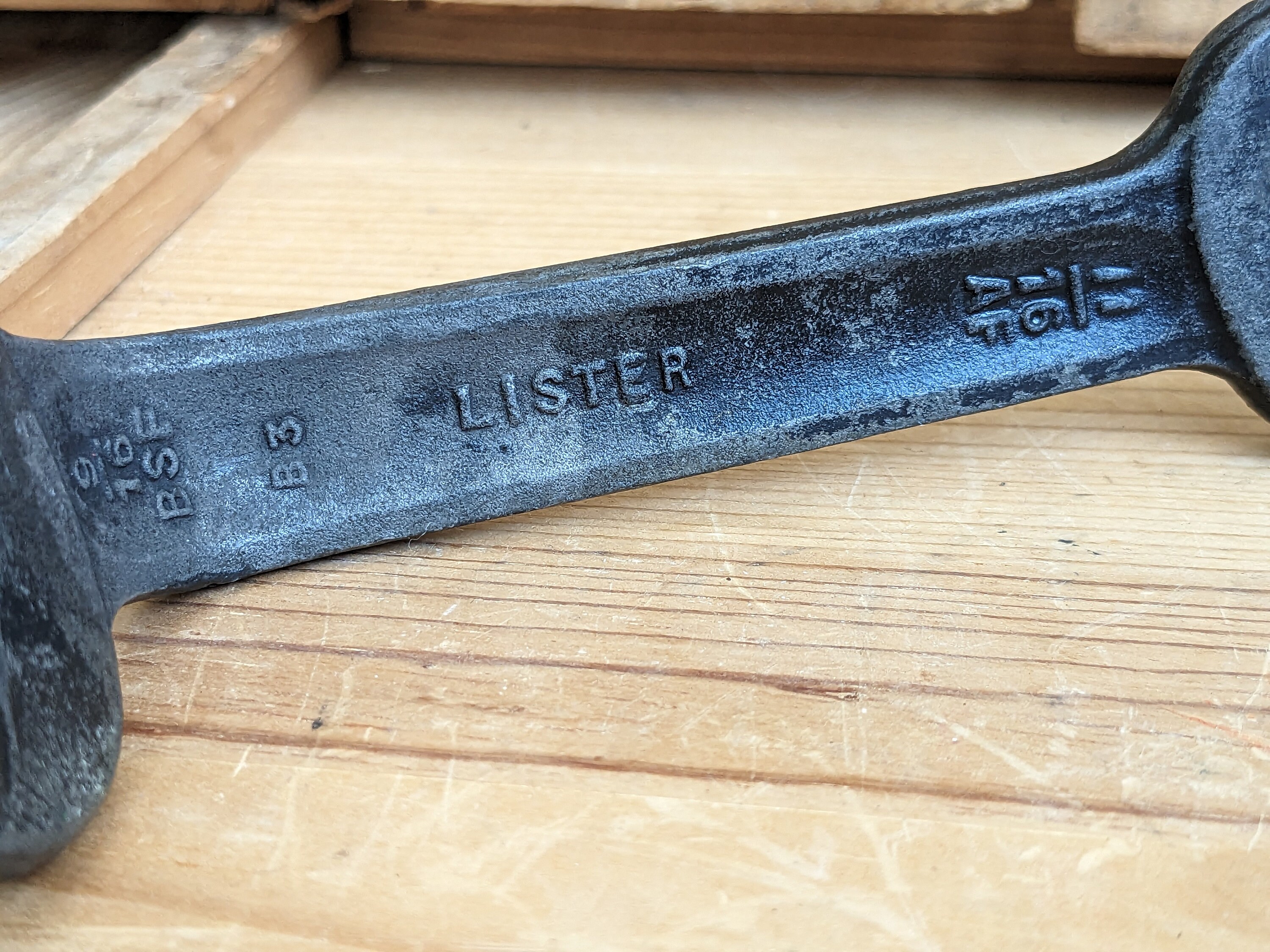 LISTER England B3 Open Ended Crow Foot Spanner Wrench 9/16 BSF and 11/ ...