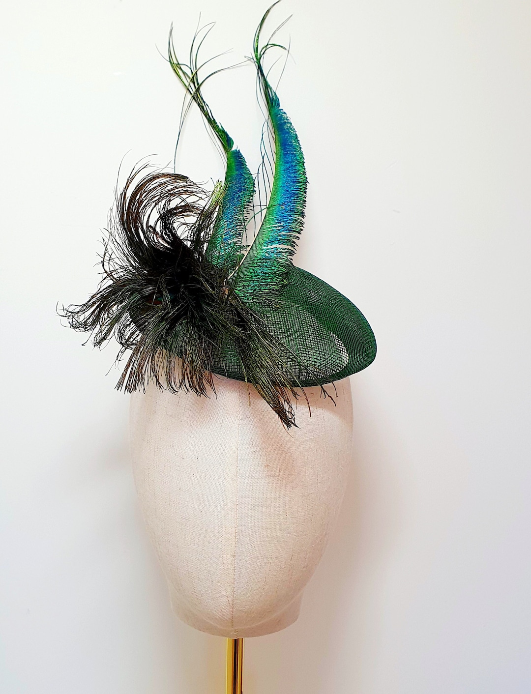 Emerald Green Peacock Feathers Hatinator Fascinator Weddings Races ...