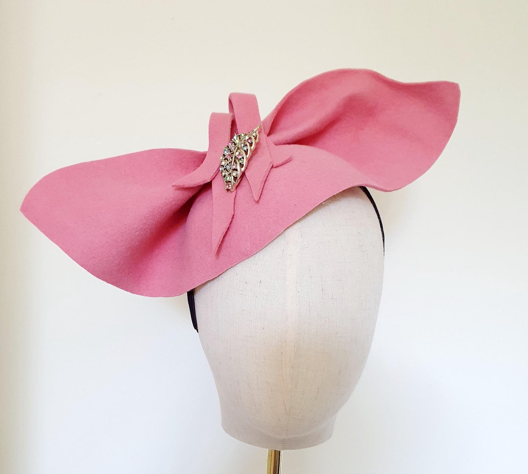 Pink Wool Felt Half Hat: Vintage Style Wedding Headwear - Etsy