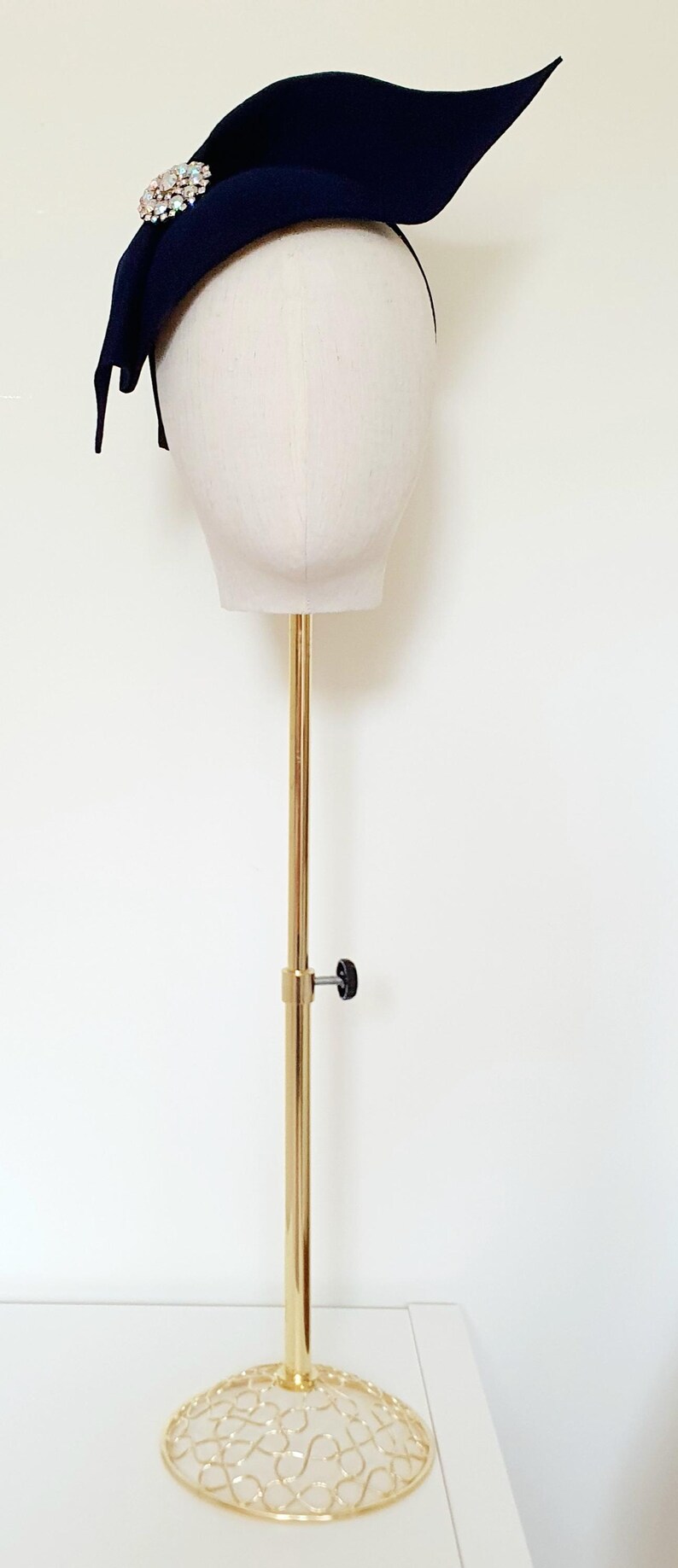 Vintage Style Navy Blue Felt Half Hat: 40s 50s Wedding Headwear - Etsy