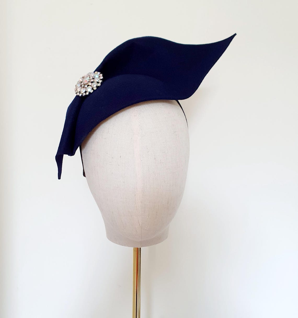 Vintage Style Navy Blue Felt Half Hat: 40s 50s Wedding Headwear - Etsy