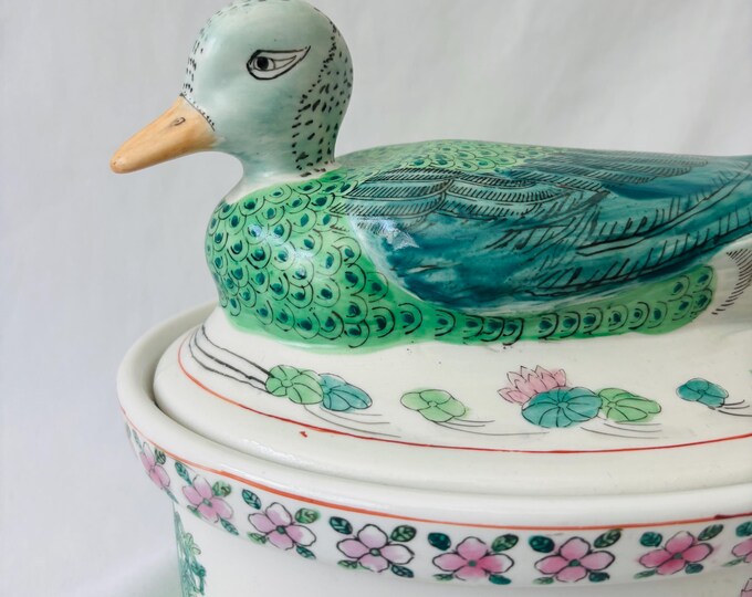 Vintage Chinese Ceramic Famille Rose Duck Tureen - Etsy