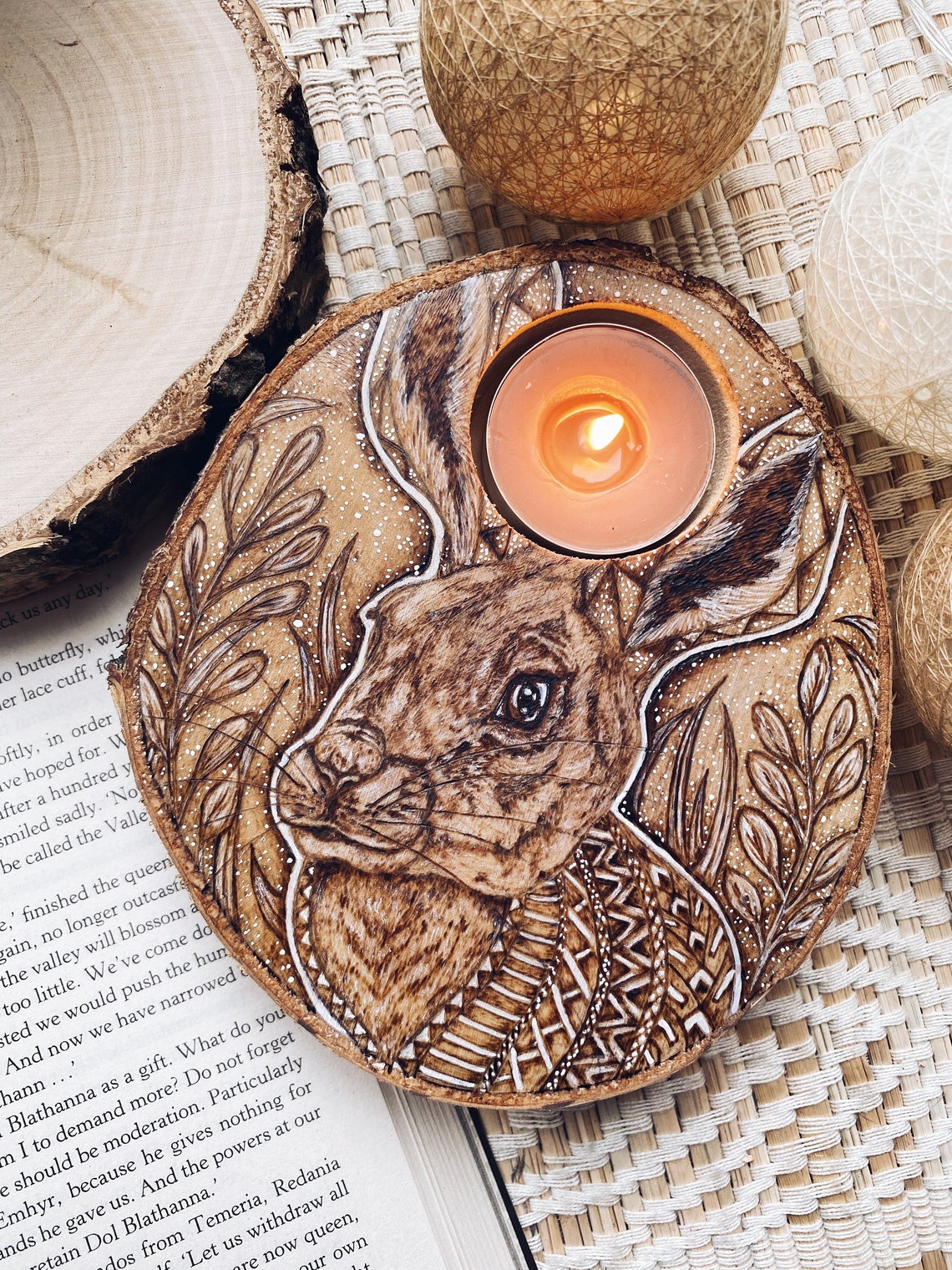 Hare Wooden Tea Light Holder Original Art Pyrography - Etsy